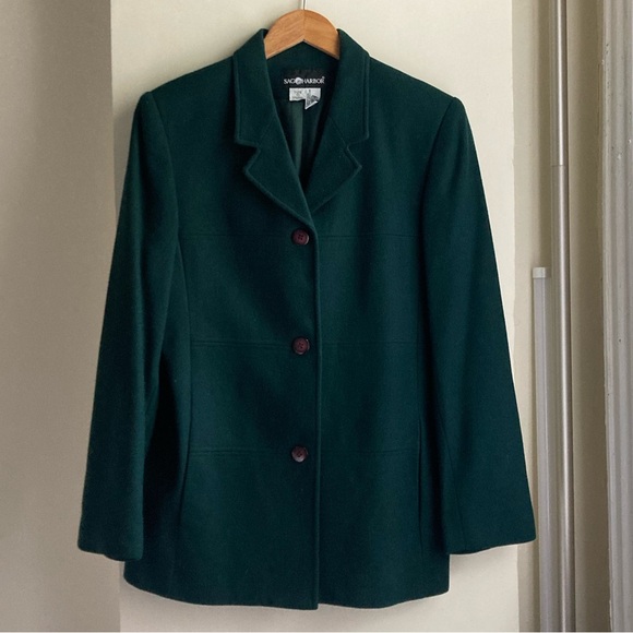 Sag Harbor | Jackets & Coats | Vintage Sag Harbor Green Wool Coat ...